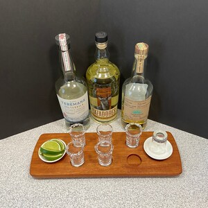 Tequila Serving Tray Set - Mahoganytray With 2 Bowls & 6 Heavy Base ...