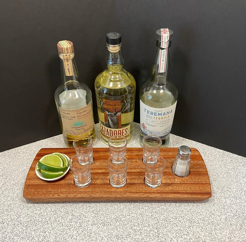 Tequila Flight Serving Tray Set - Mahogany Tray Can Be Personalized ...