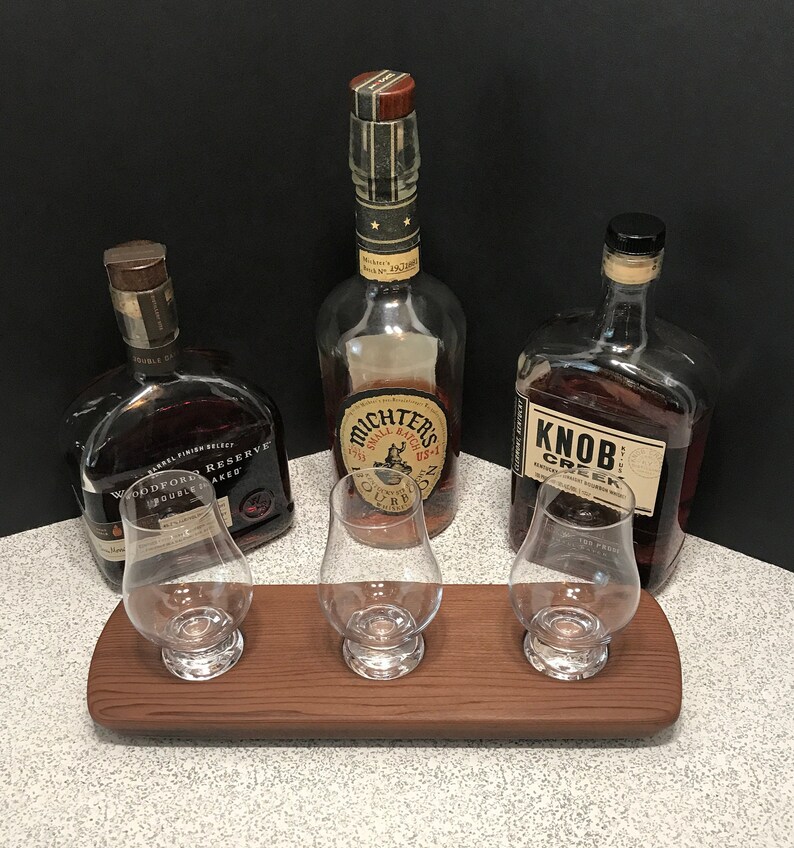 Personalized 3 Glencairn Glass Serving Tray Set -solid Reclaimed ...