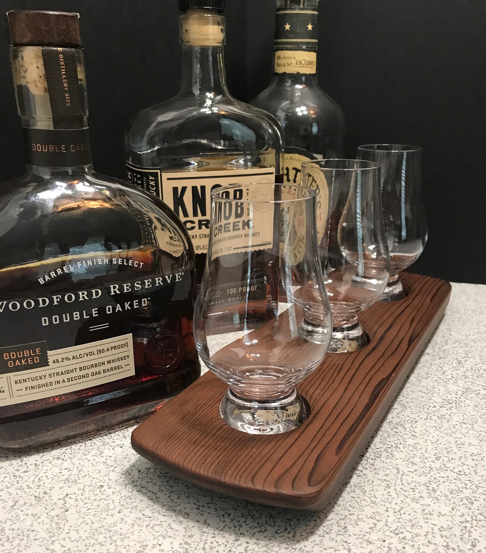 Personalized 3 Glencairn Glass Serving Tray Set -solid Reclaimed ...