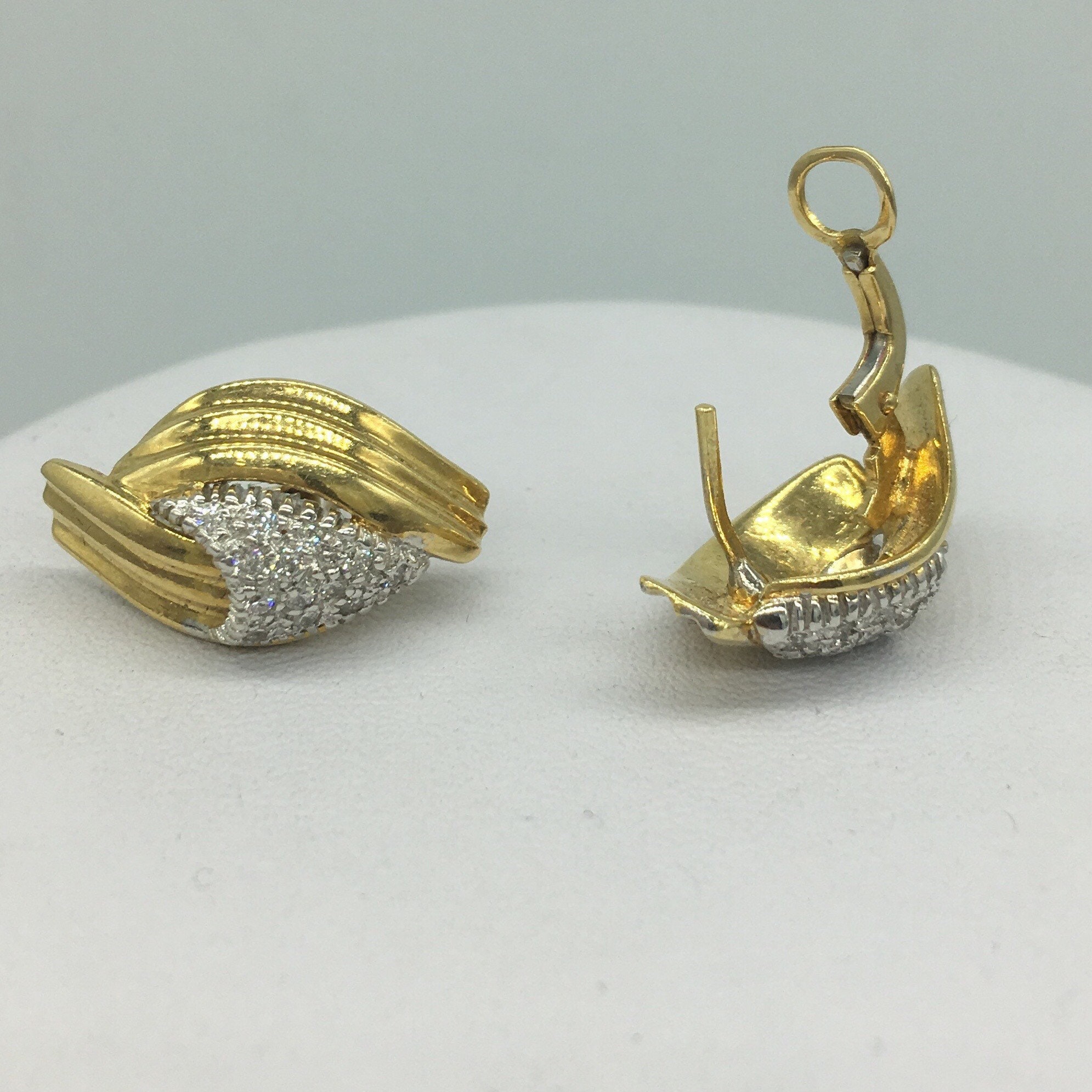 Oro 18ct diamantes pendientes Art Déco Vintage - Etsy España