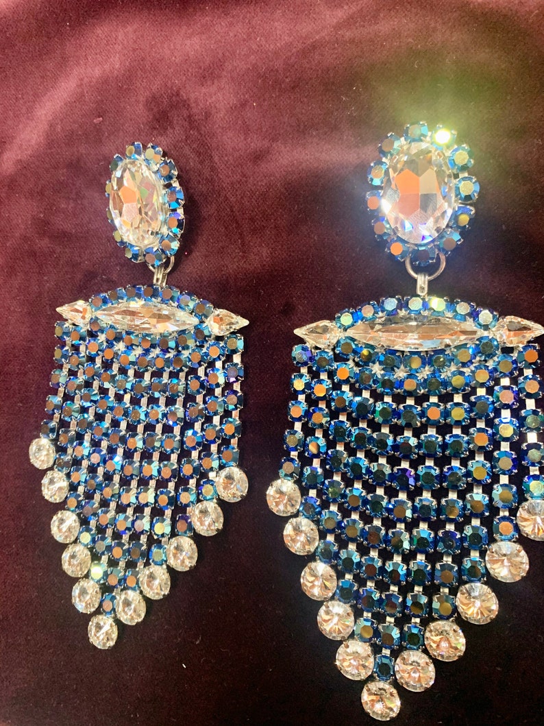 Pair Of Preciosa Crystal Earrings Drag Queen Burlesque Performer Showgirl Dancer Etsy