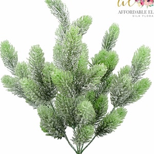 17" Faux Noble Fir Pine Bush, Flocked Frost, Christmas Filler, Winter ...