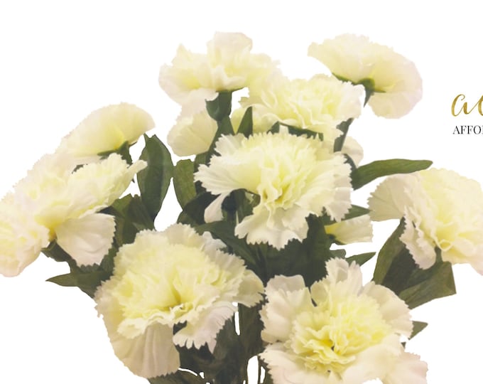 17" Faux Navy Blue Carnation Bush, 14 Heads, Long Stems, Artificial ...