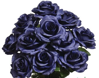 Navy Blue Ranunculus, Artificial Silk Flowers, 18.5 Bush, Wedding ...