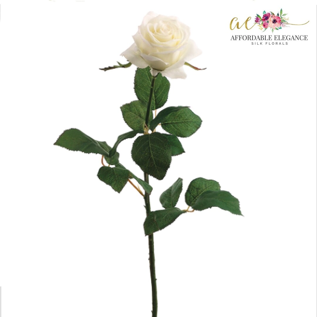 27" Cream Faux Rose Bud Spray, Tall Long Stem Open Rose, Artificial ...