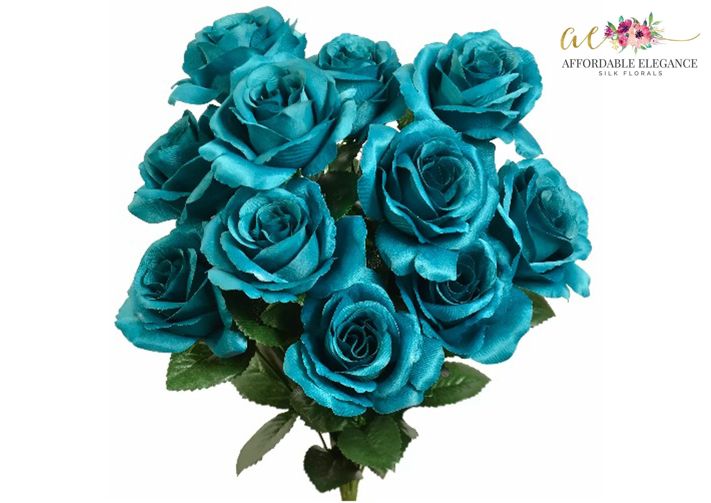 12 Open Dark Teal Roses Artificial Flowers 4 Rose - Etsy