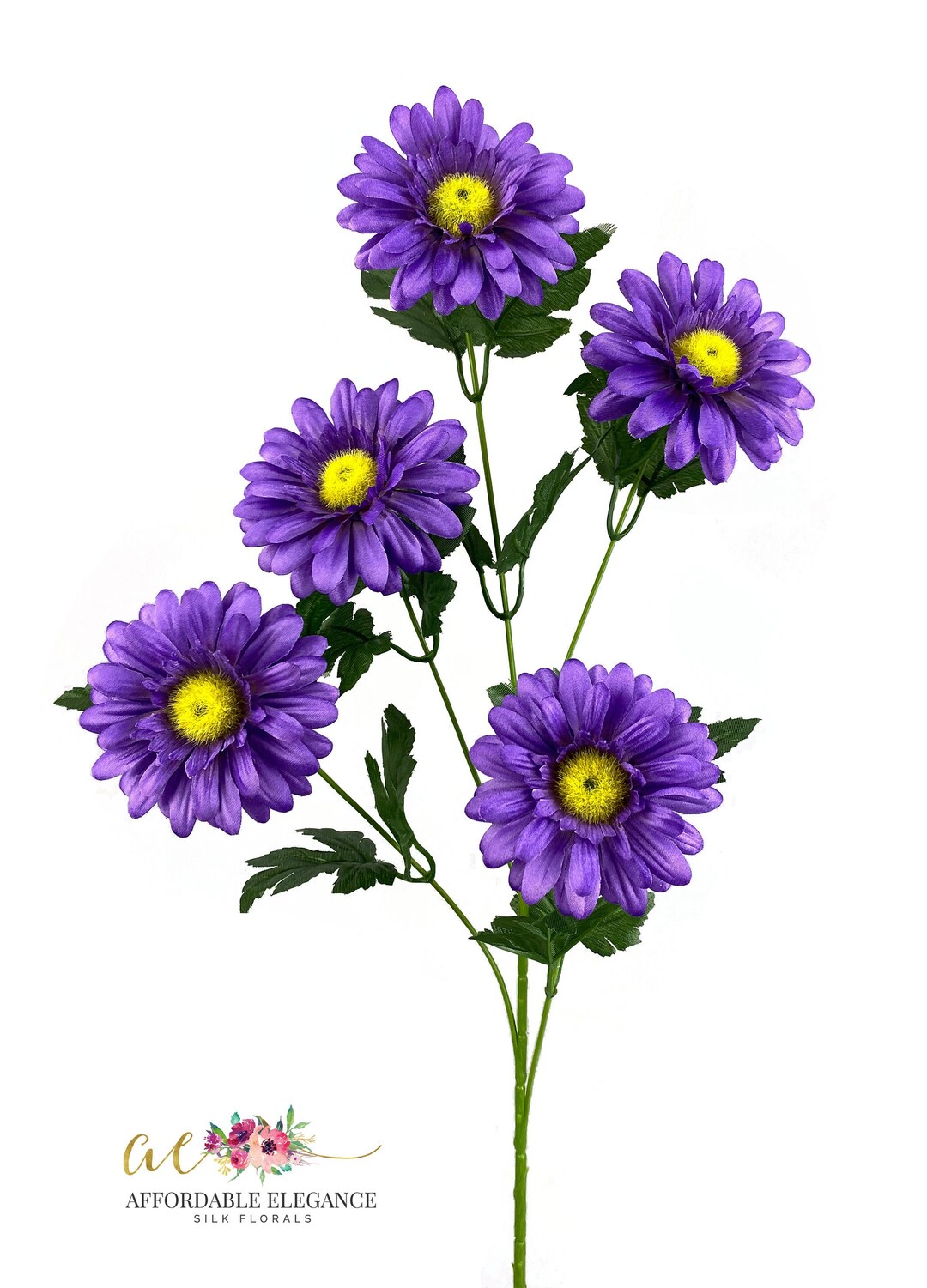 Purple Daisy Spray, 5 Heads, Bridal Bouquet, Artificial Daisies, Silk ...