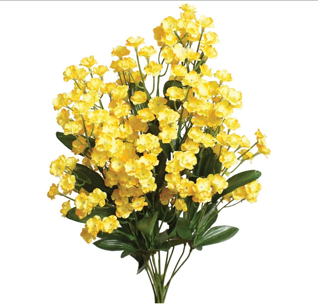 Yellow Baby's Breath, 18" Artificial Gypsophila, 11 Stems, Silk Gyp ...