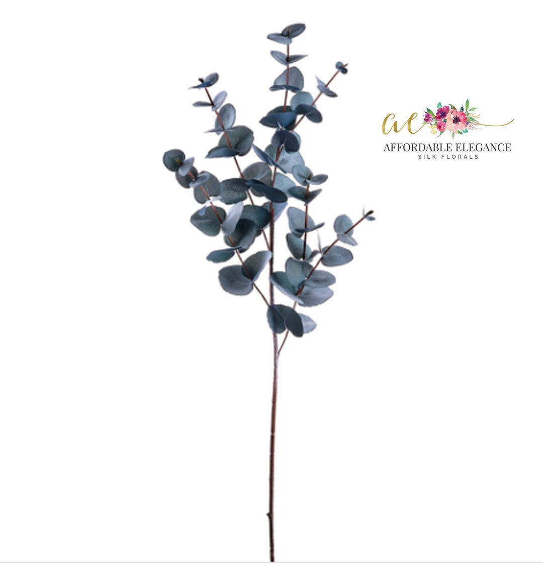34" Faux Blue Grey Eucalyptus Stem, Artificial Leaves, Fake Branch ...