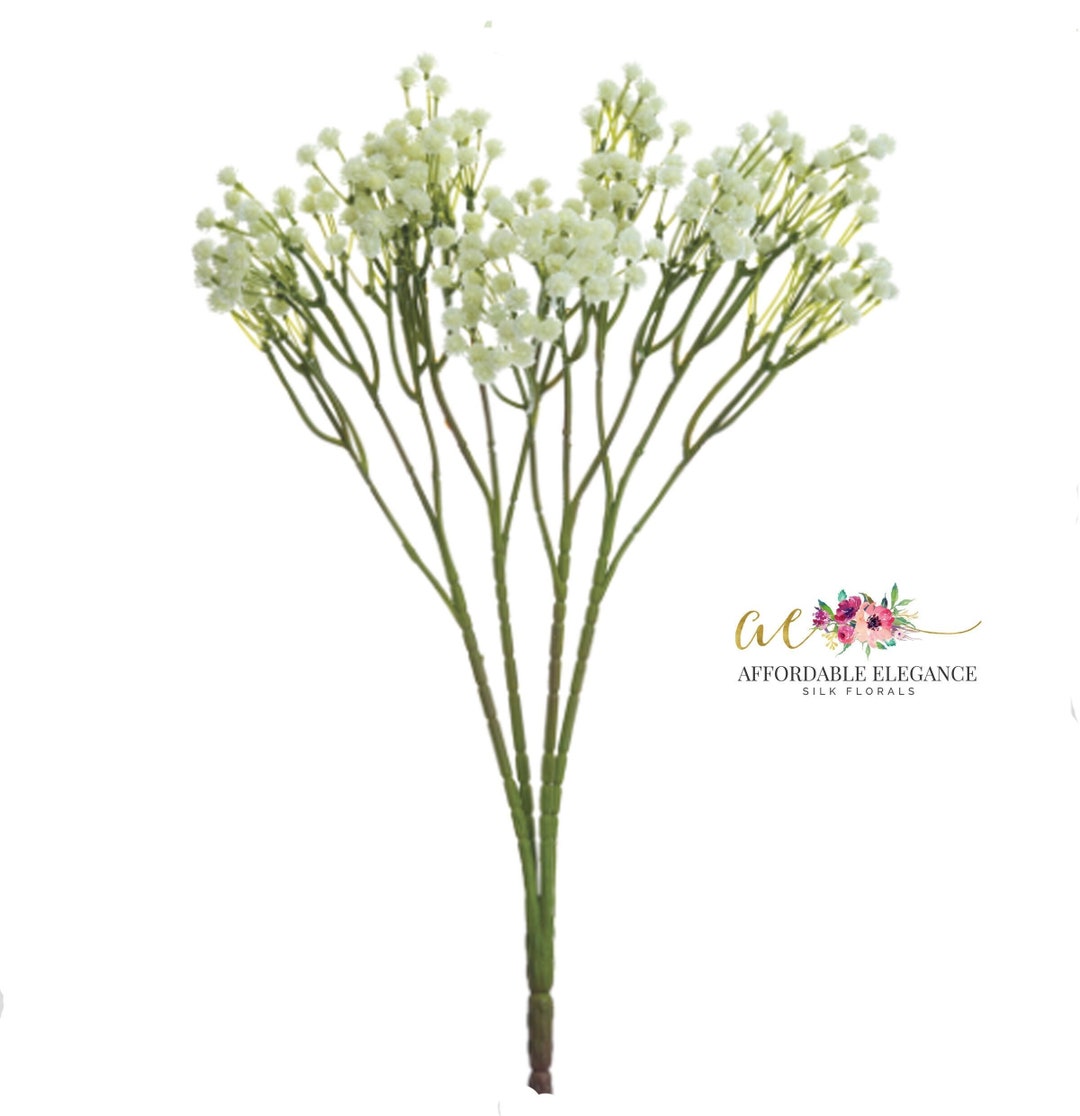 15 Faux Real Touch Gypsophila Bush, Cream Artificial Baby's Breath ...