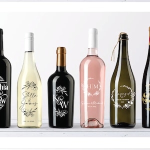 Personalized Engagement Wine Bottle Label: Wedding Monogram Decal - Etsy