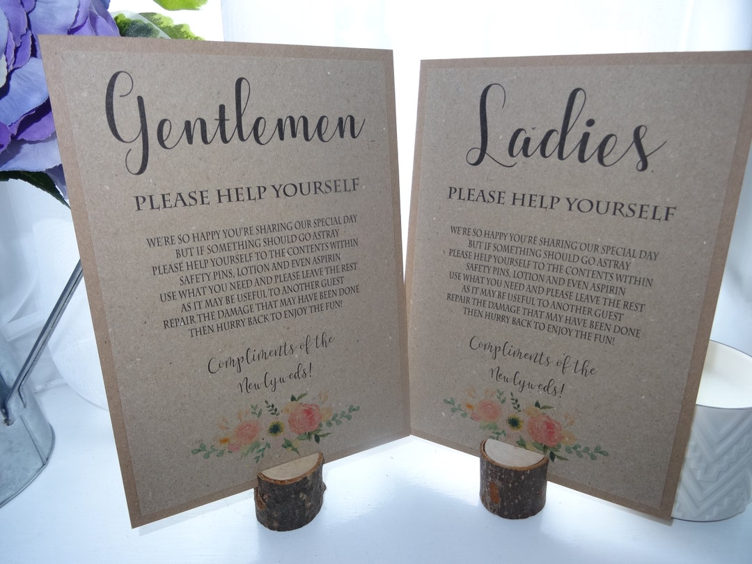 Wedding Toiletry Signs Ladies & Gentlemen Wedding Bathroom Signs - Etsy UK