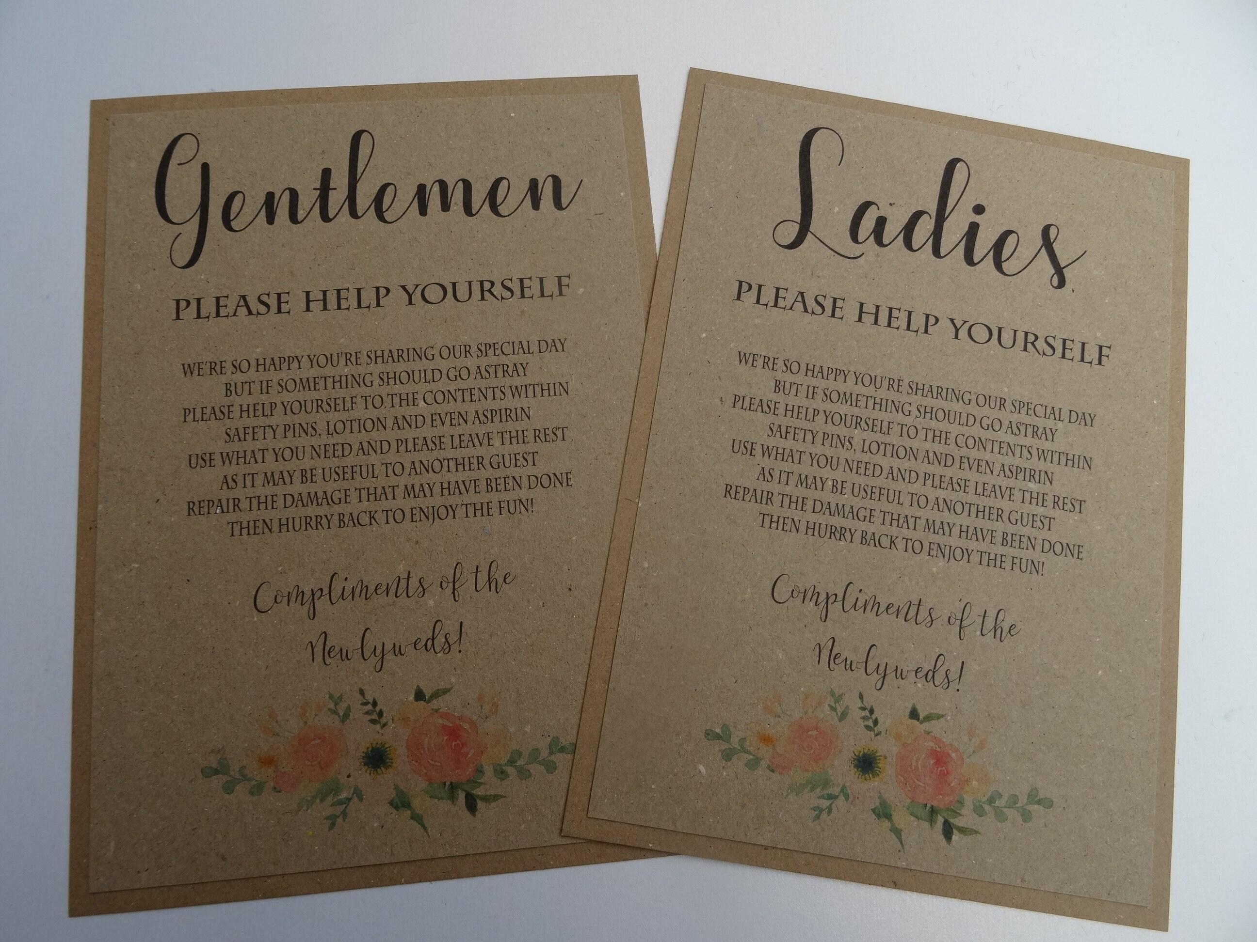 Wedding Toiletry Signs Ladies & Gentlemen Wedding Bathroom | Etsy UK