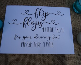 Dancing Feet Flip Flop Wedding Sign, Personalised Blush Floral A5, A4 ...