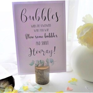 Bubbles Wedding Sign - A5 or A4 Size - Eucalyptus Design - Etsy