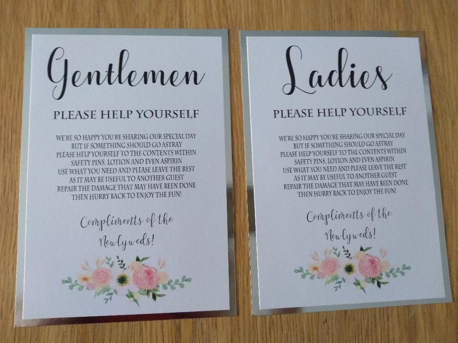 Wedding Toiletry Signs Ladies & Gentlemen Wedding Bathroom - Etsy UK
