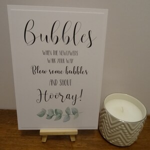 Bubbles Wedding Sign - A5 or A4 Size - Eucalyptus Design - Etsy