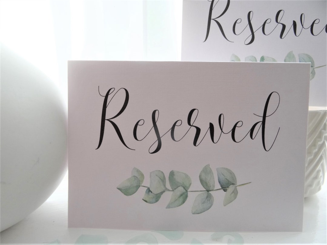 10 Reserved Seat Signs Wedding Ceremony Eucalyptus Design Boho Chic - Etsy