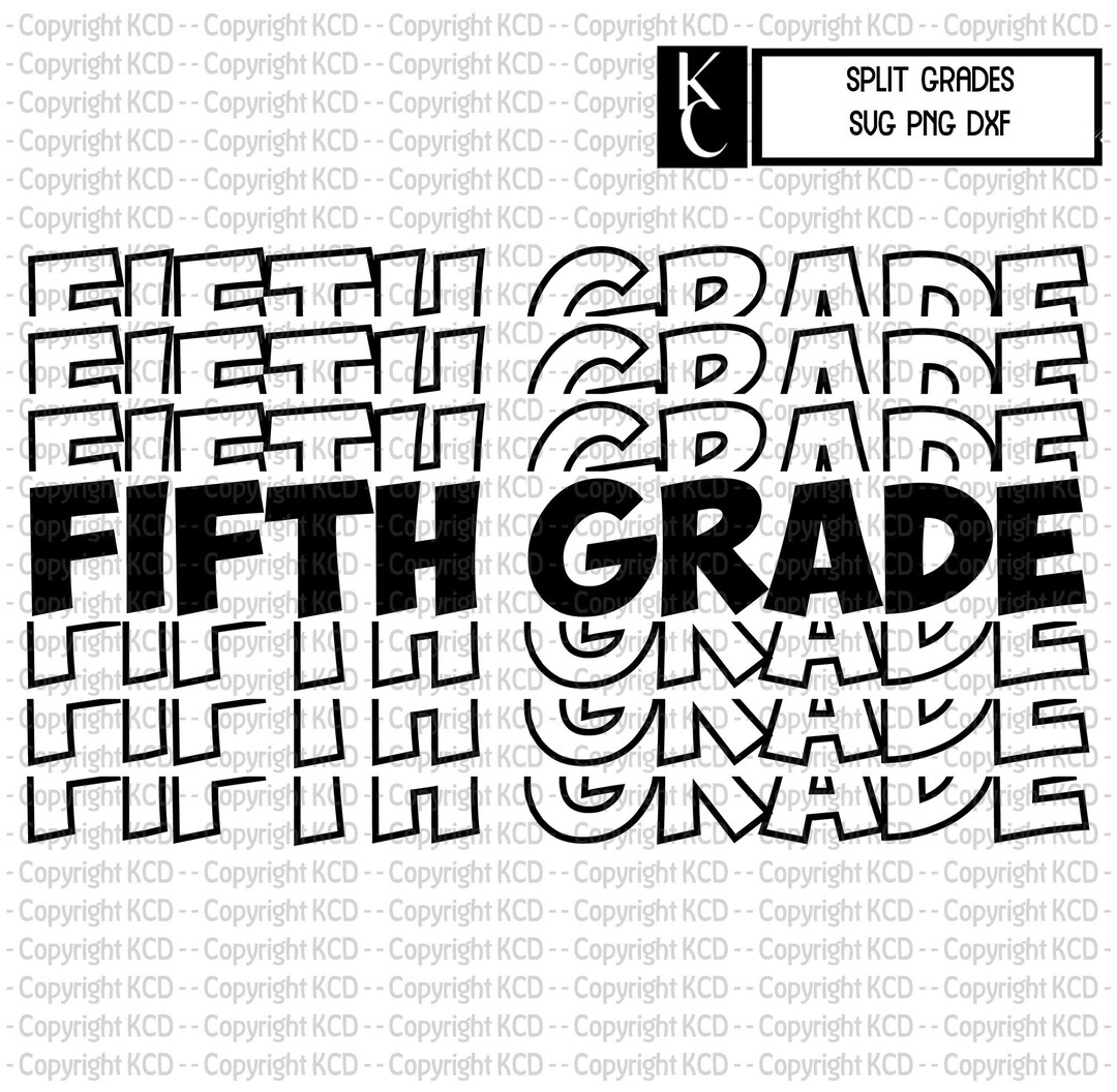 Back to School Grade SVG Cut Files DXF Sublimation Fifth Grade - Etsy