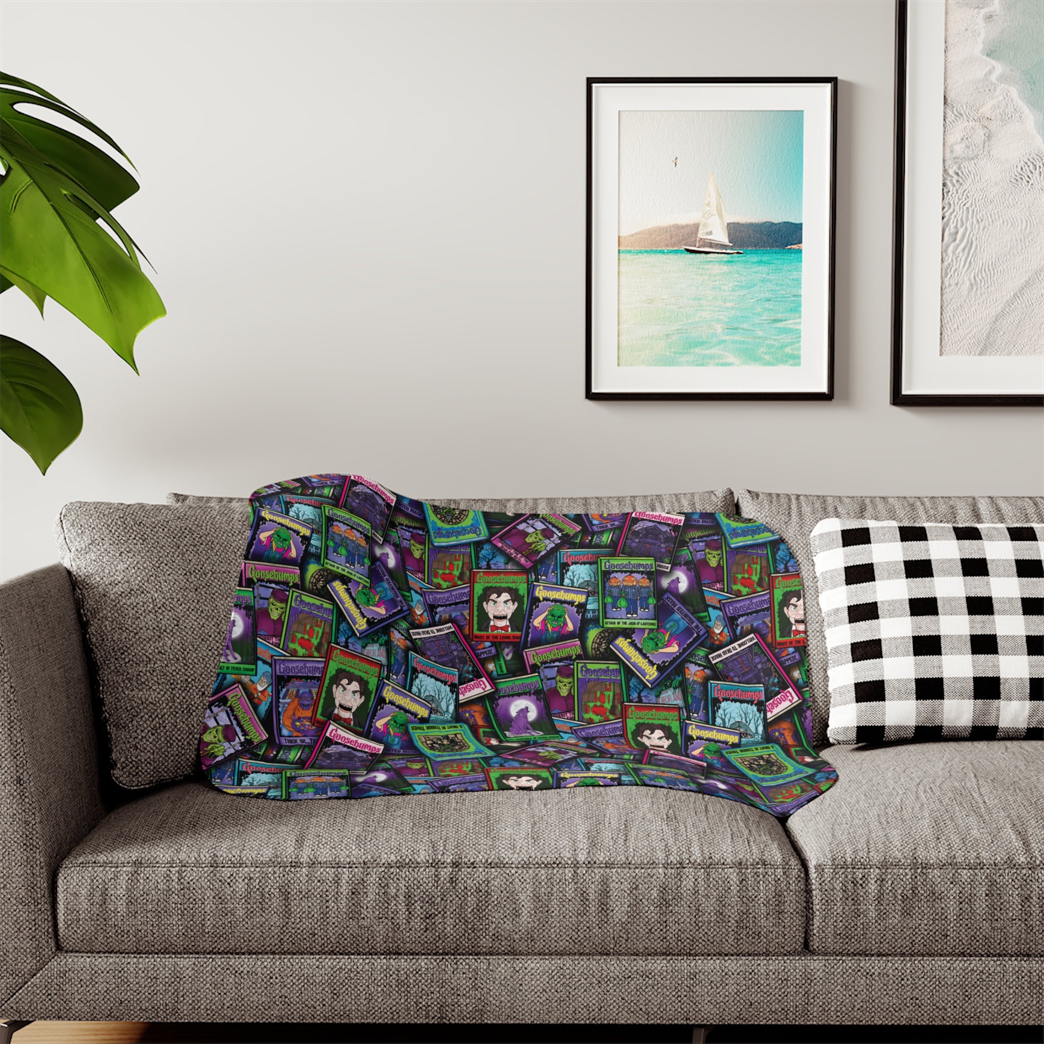 Goosebumps Books Collage Sherpa Blanket, Two Colors - Etsy
