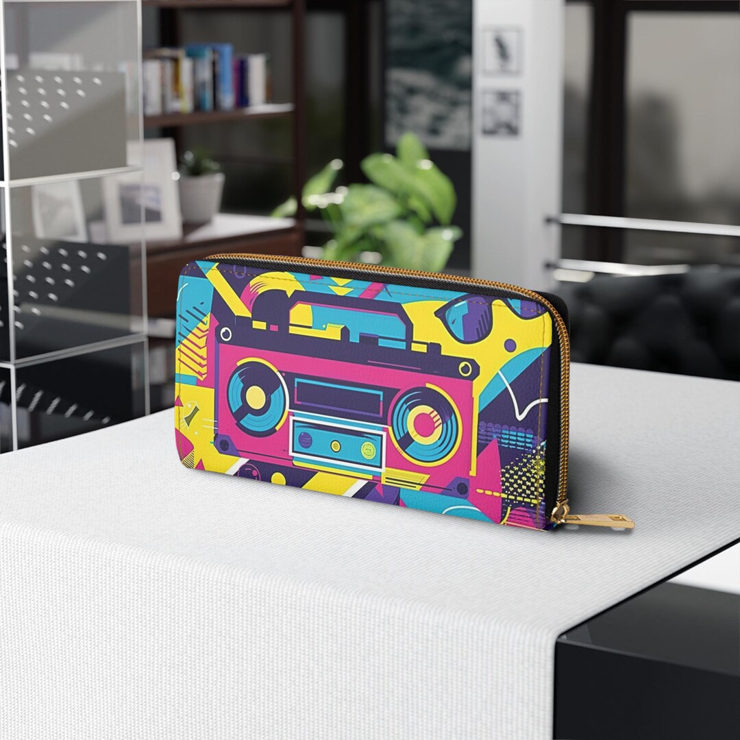 80s Colorful Retro Boombox Zipper Wallet, Funky Wallet for Music Lovers ...