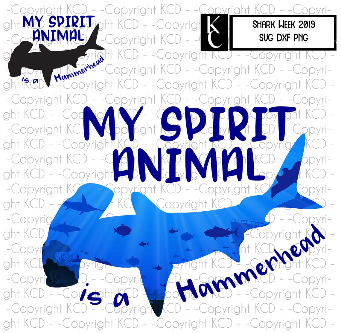 Shark Week SVG Sublimation Hammerhead Spirit Animal Shirt Design - Etsy