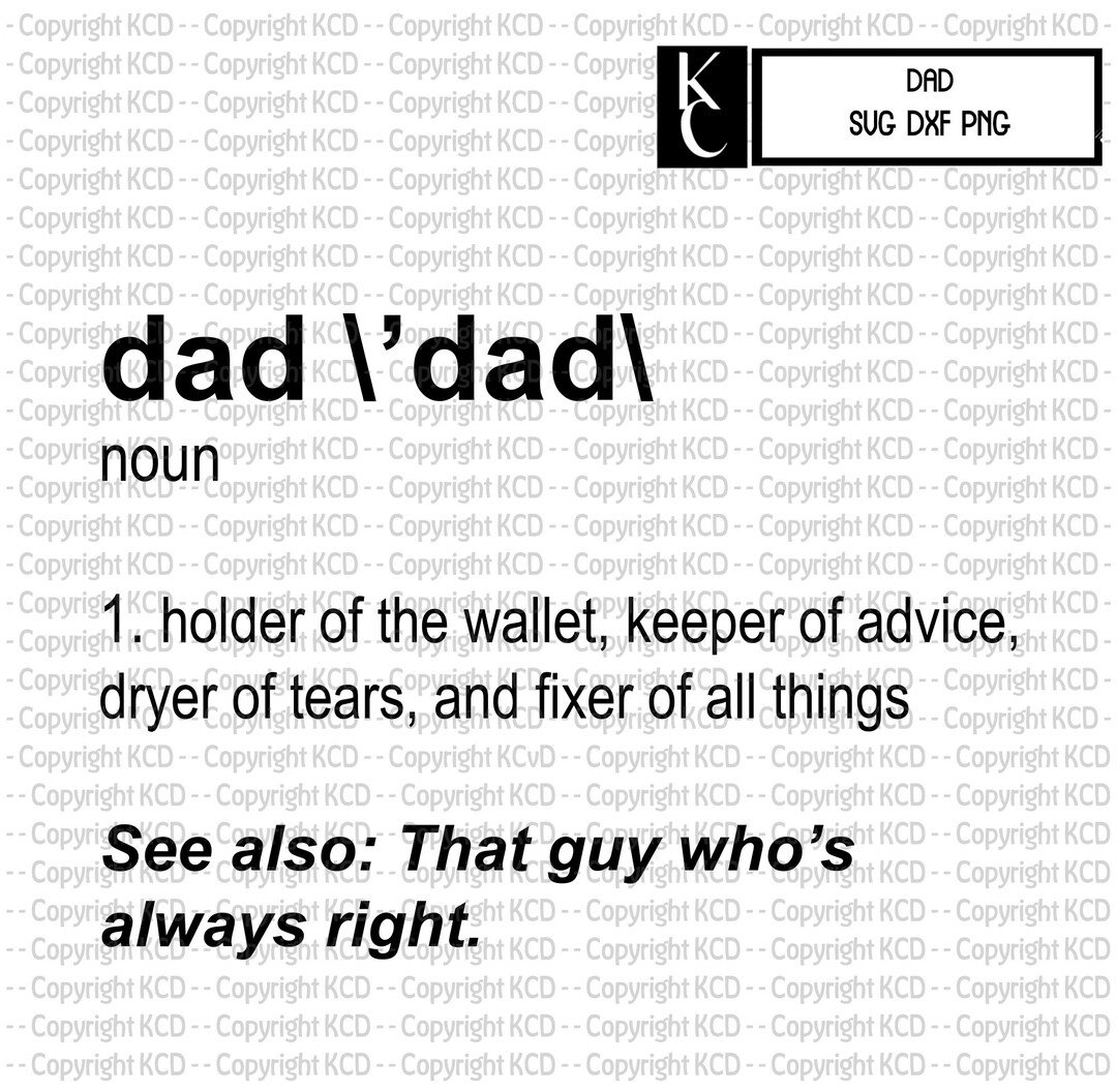 Dad Definition SVG DXF PNG - Etsy