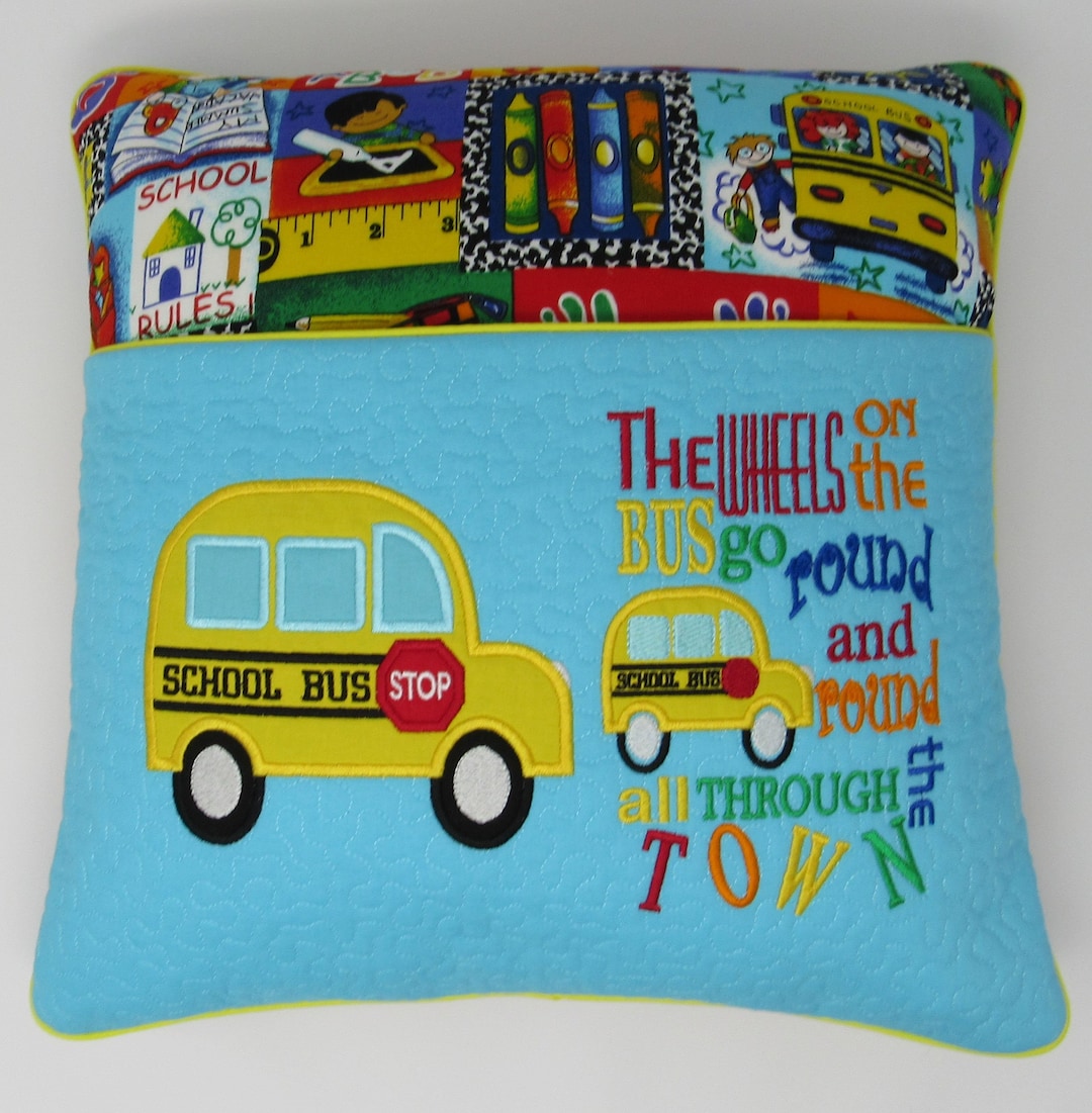 Reading Pocket Pillow Cover - School Bus Theme - Etsy
