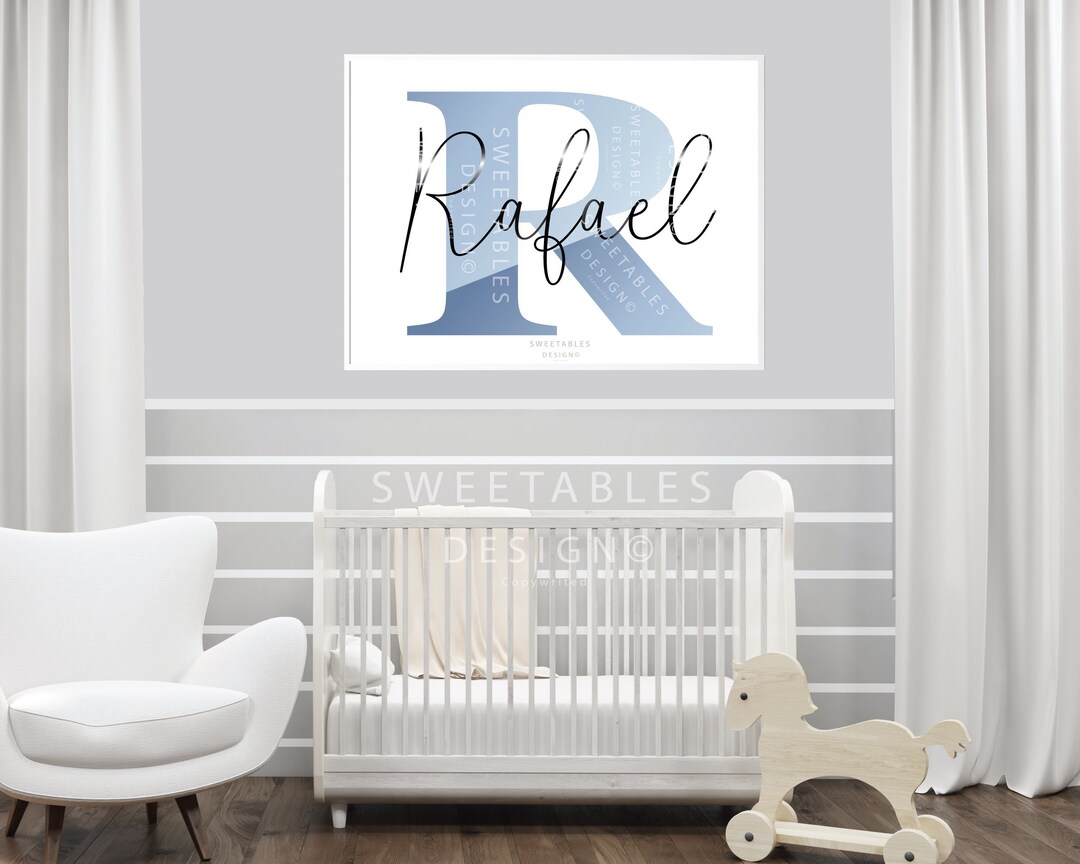 Rafael Name Printable, Blue and Silver, Nautical Blue, Boys Room ...