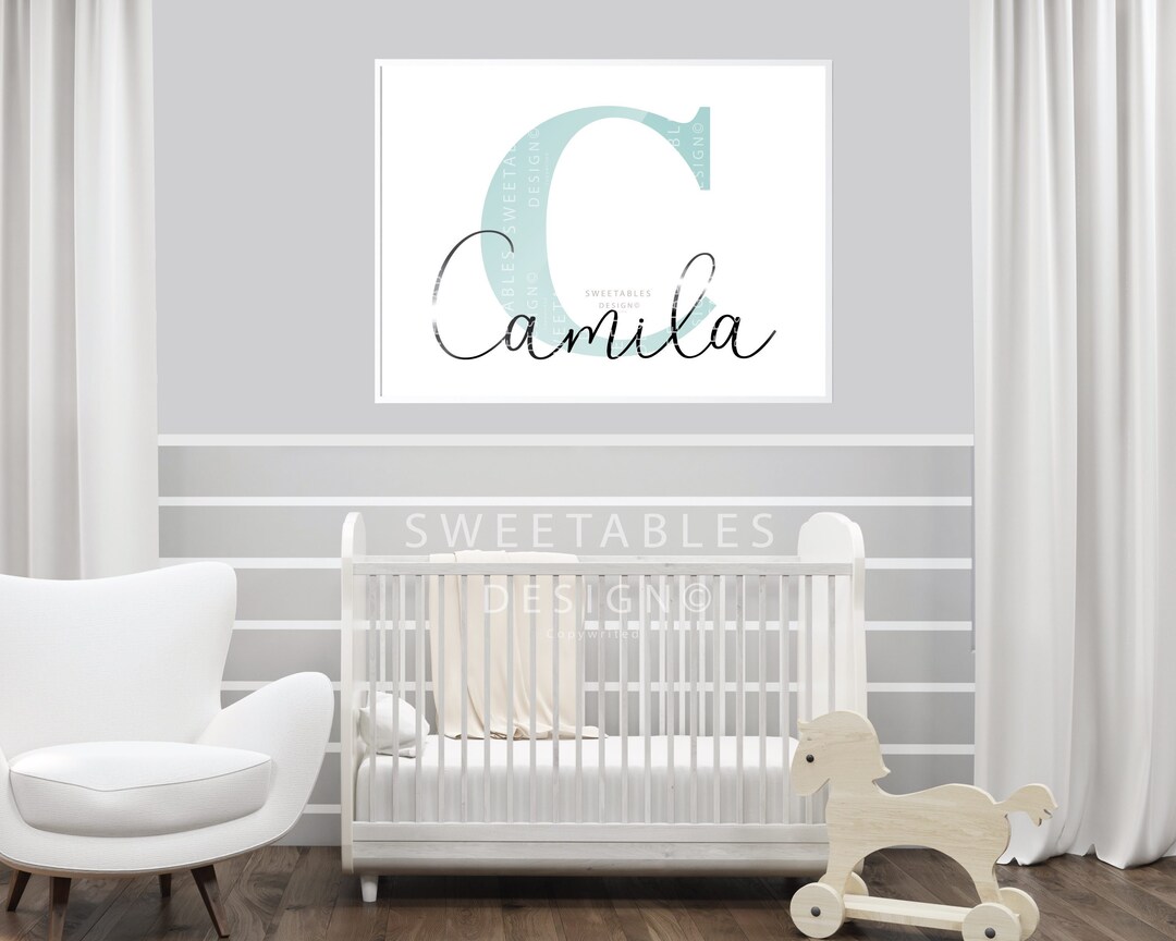 Camila Name Printable, Blue Teal and Grey Name , Girls Room Decor ...
