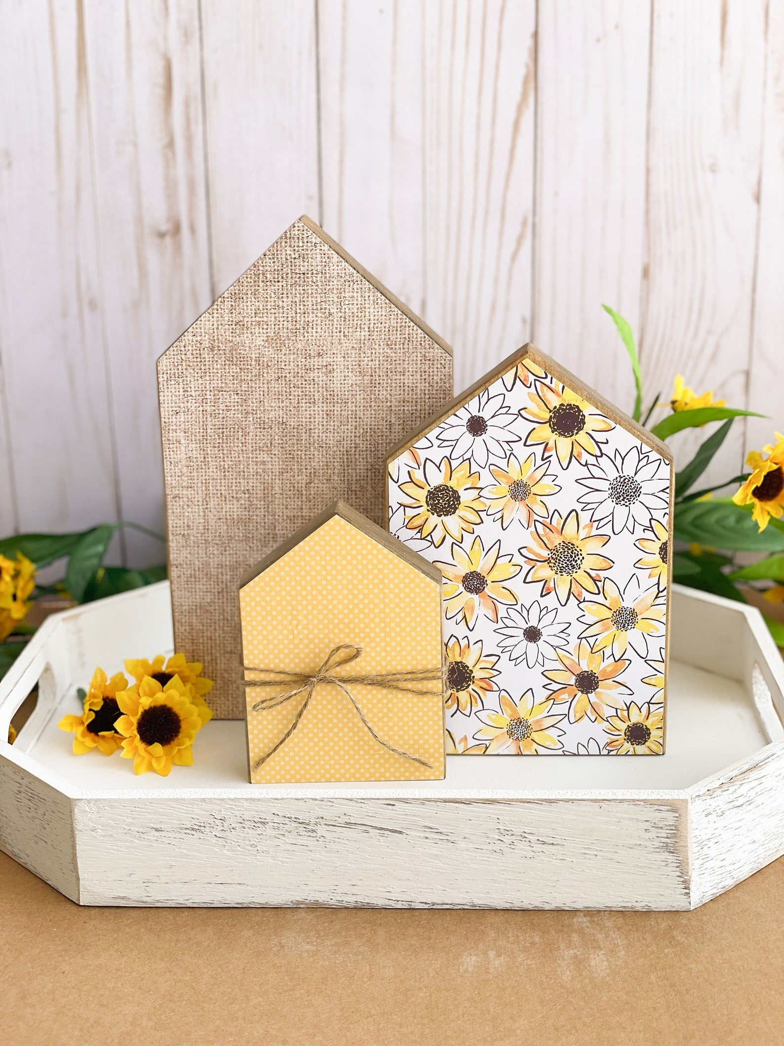 Sunflower Decor Farmhouse Decor Tiered Tray Sunflower - Etsy