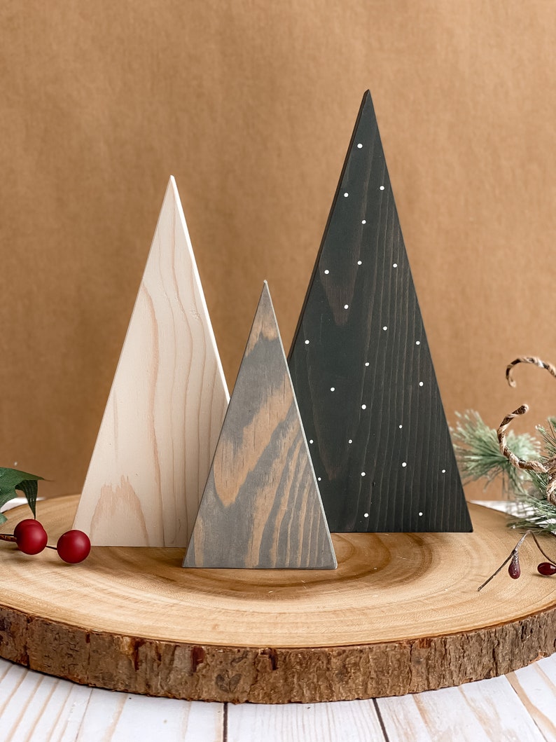 Stained Wood Christmas Tree Set, Farmhouse Tiered Tray Decor - Etsy