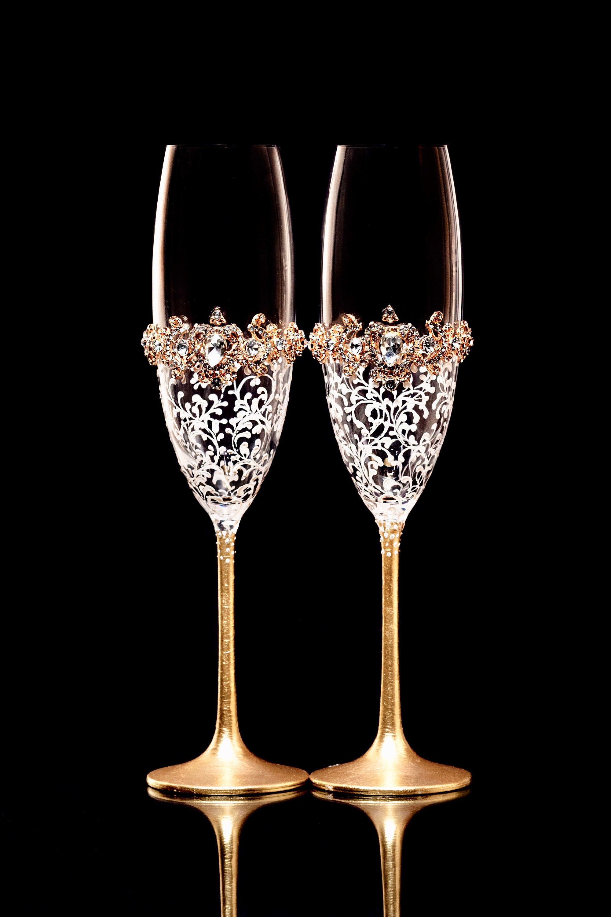 Personalized Wedding Glasses White Gold Wedding Glasses Golden | Etsy