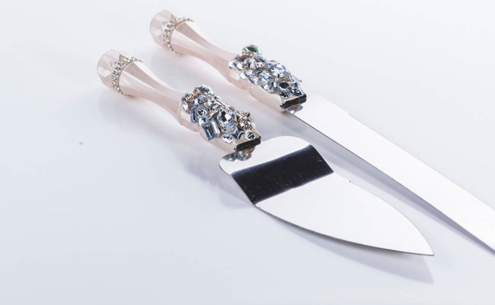 Rose Gold Wedding Cake Server Set Beige Cake Cutting Set - Etsy