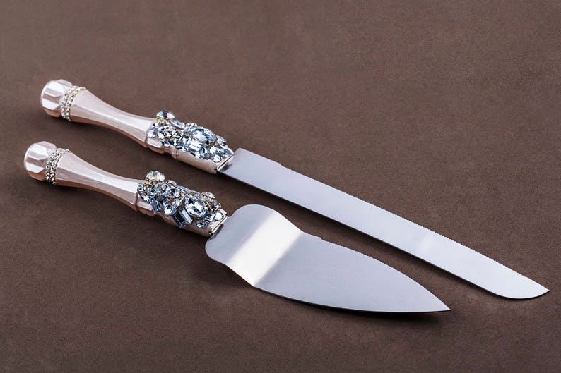 Rose Gold Wedding Cake Server Set Beige Cake Cutting Set - Etsy
