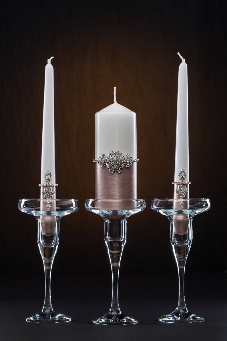 Beige Wedding Candles Unity Candle Set Vintage Wedding Modern - Etsy