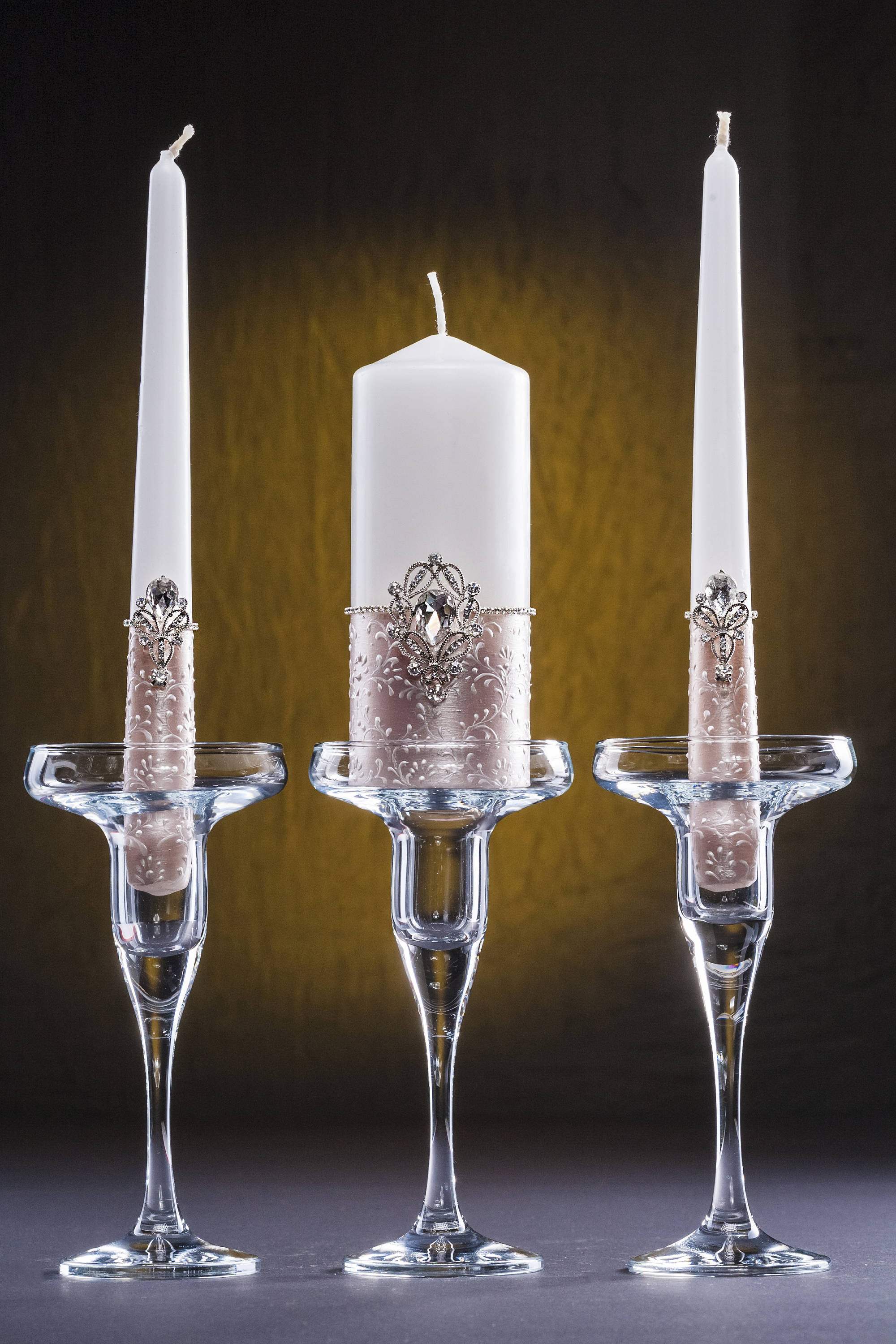 Beige Wedding Candles Unity Candle Set Vintage Wedding Modern | Etsy