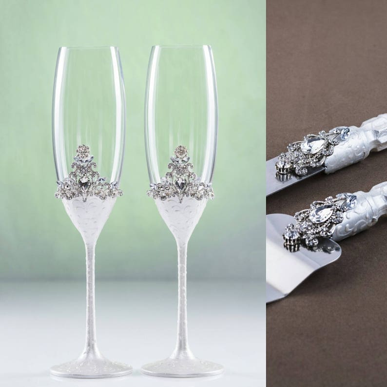 Rose Gold Wedding Glasses Rose Gold Wedding Cake Server Set | Etsy