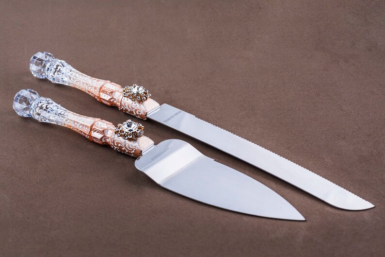 Rose Gold Wedding Glasses Cake Server Set Personalized Glass - Etsy