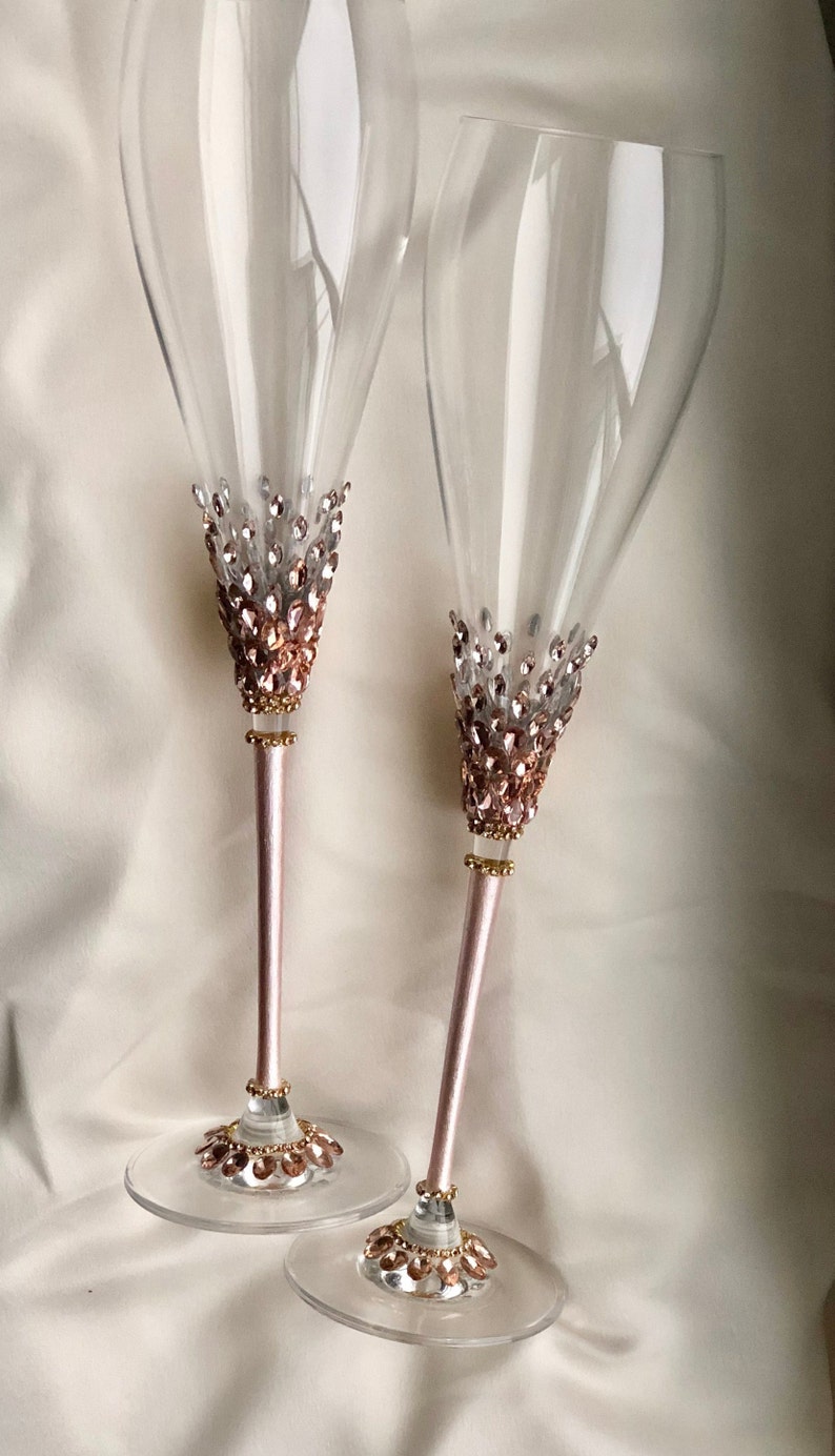 Rose Gold Wedding Flutes & Rose Gold Cake Server and Knife - Etsy