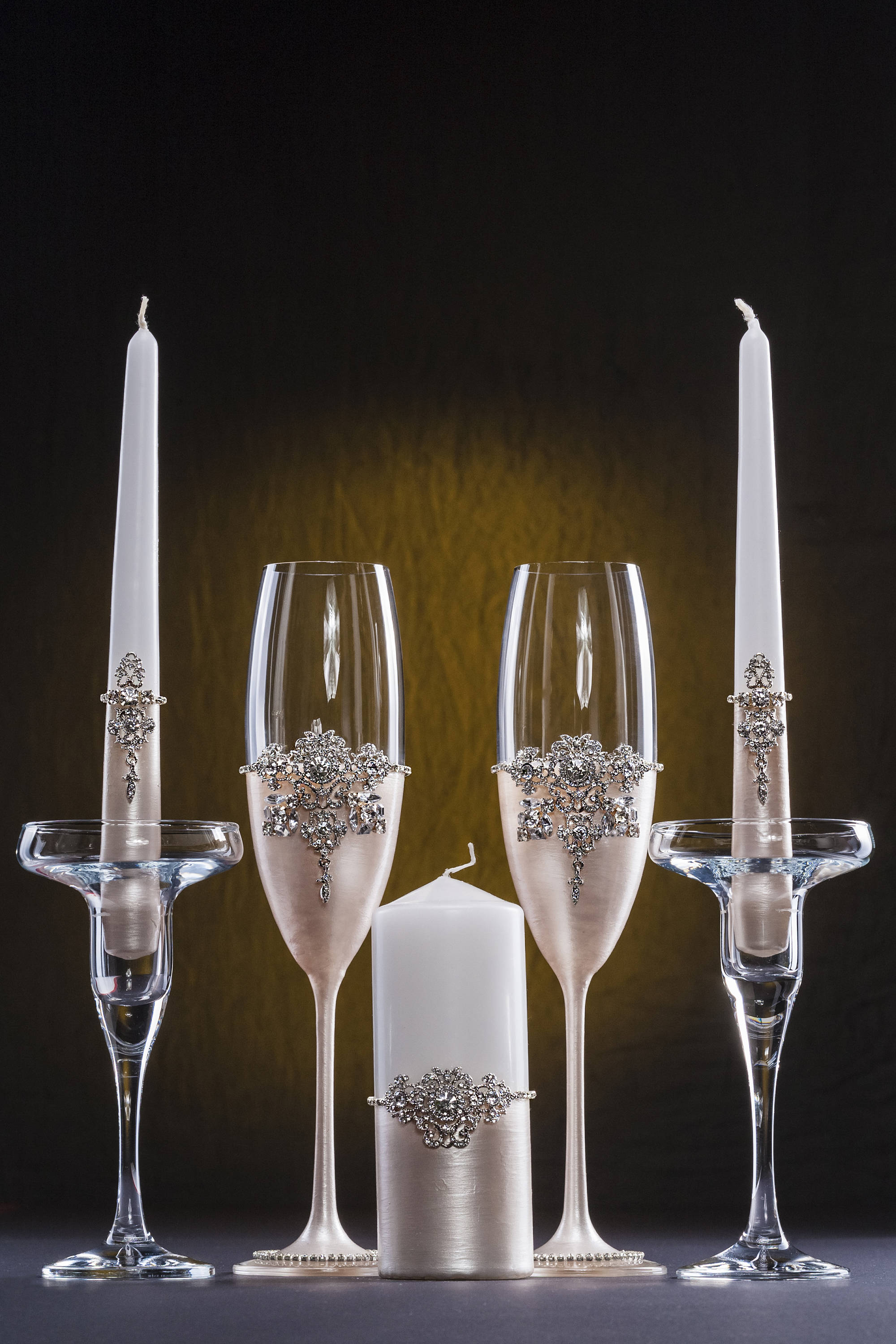 Beige Wedding Candles Unity Candle Set Vintage Wedding Modern | Etsy