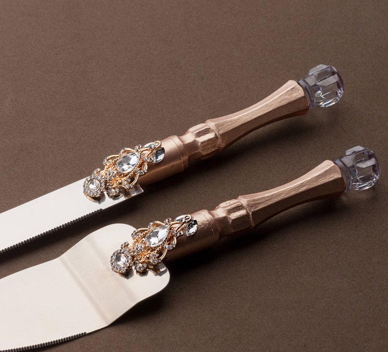 Rose Gold Cake Server and Knife Wedding Engraved Cake Server - Etsy