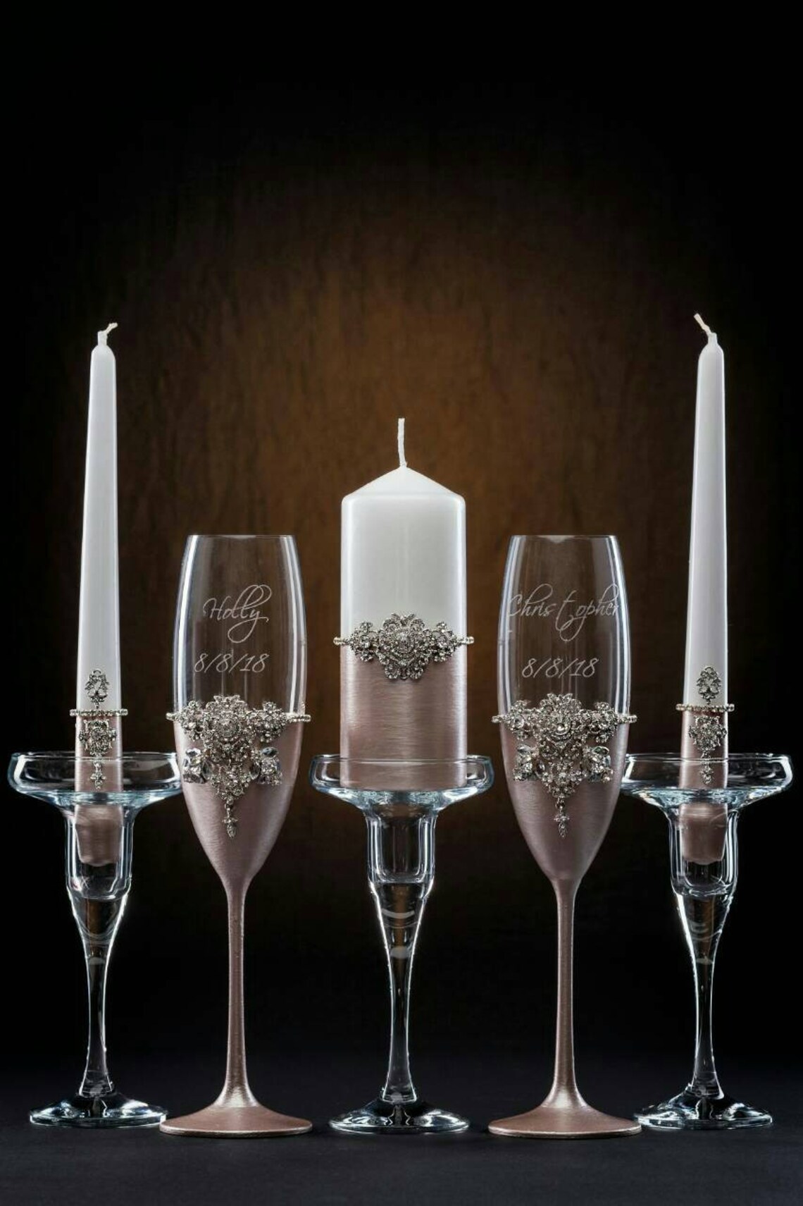 Beige Wedding Candles Unity Candle Set Vintage Wedding Modern | Etsy