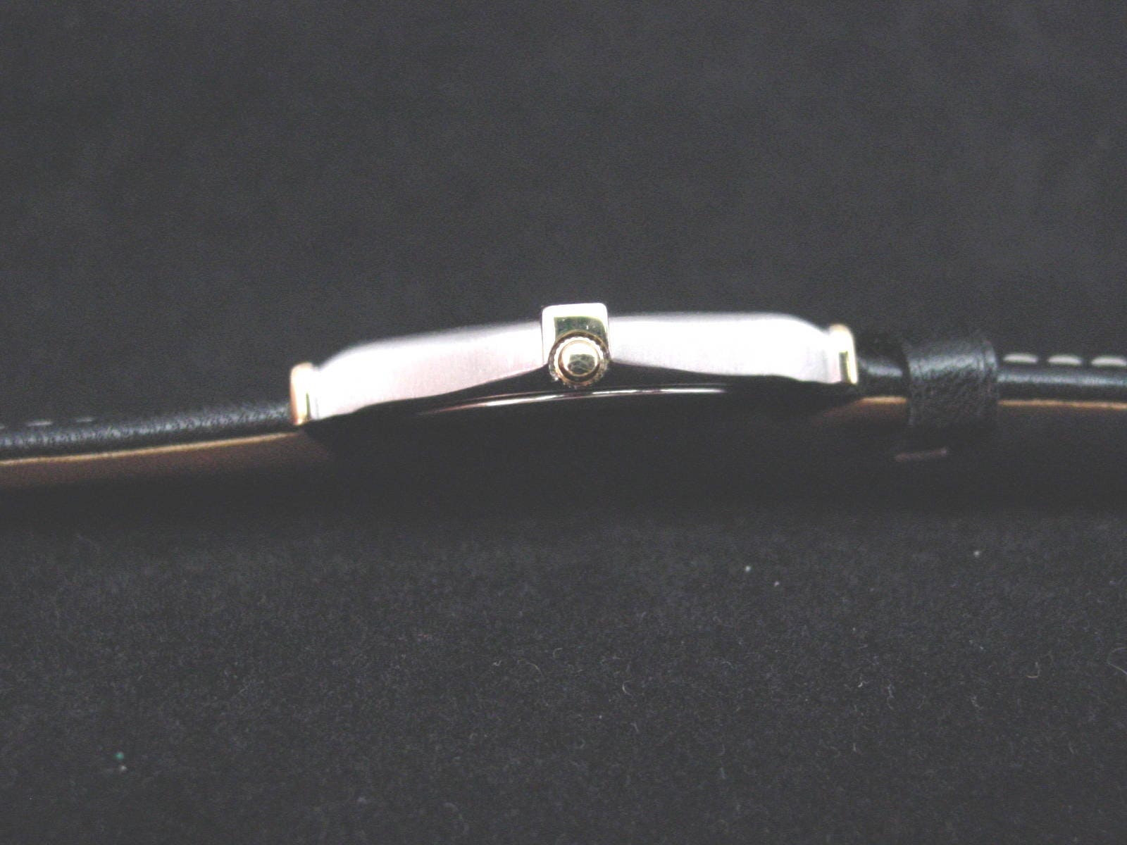 New Vintage, Simon Chang Watch Leather Stainless Gold, Swiss 7 Jewel ...