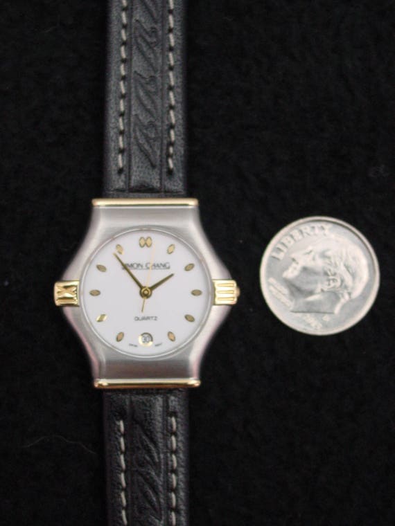 New Vintage, Simon Chang Men's Watch Leather Stainles… - Gem