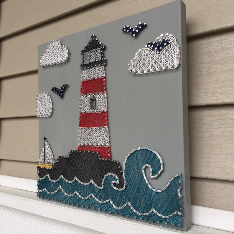 Lighthouse by the Sea String Art Home Decor Nautical Decor - Etsy
