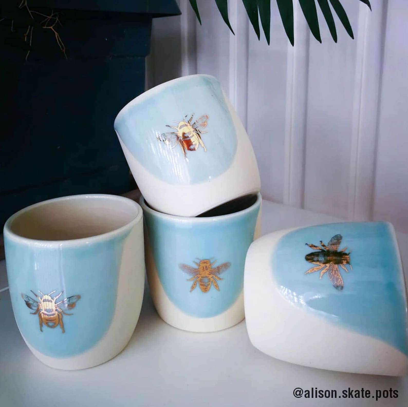 Bee - 22 Karat White or Yellow Gold Luster Ceramic Overglaze Decal by ...