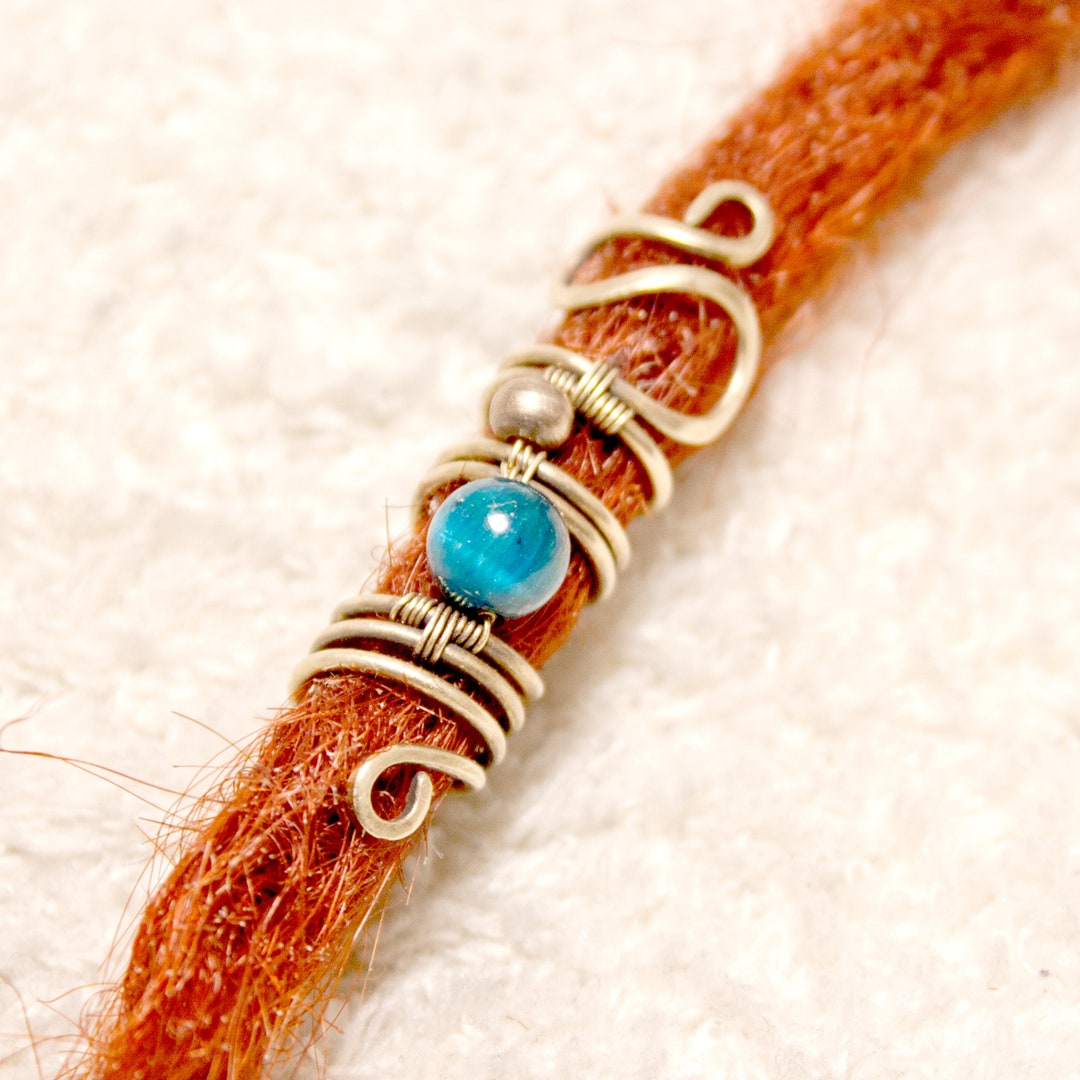 Dread Jewelry Made of Brass Wire With a Blue Tiger Eye Bead – Handmade ...