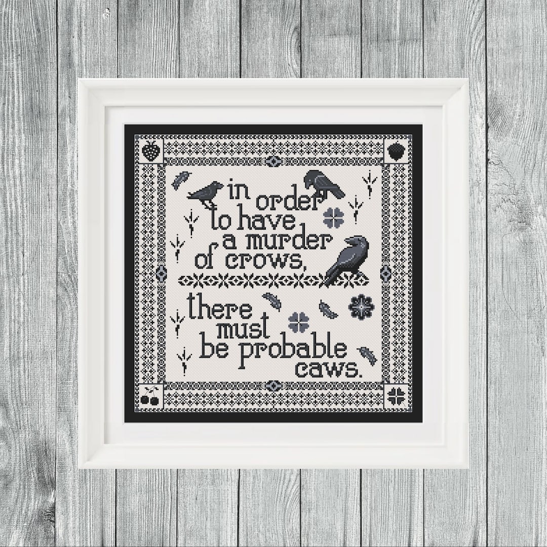 Probable Caws – Funny Cross Stitch Pattern PDF | Modern Blackwork Crow ...